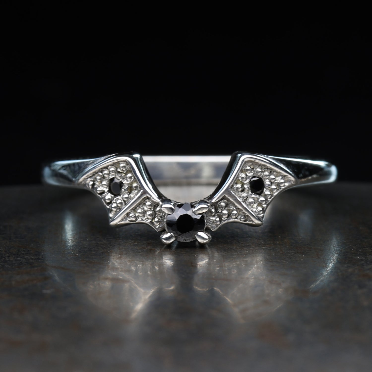 Gothic Bat Wedding Ring - Black – hellcatjewellery