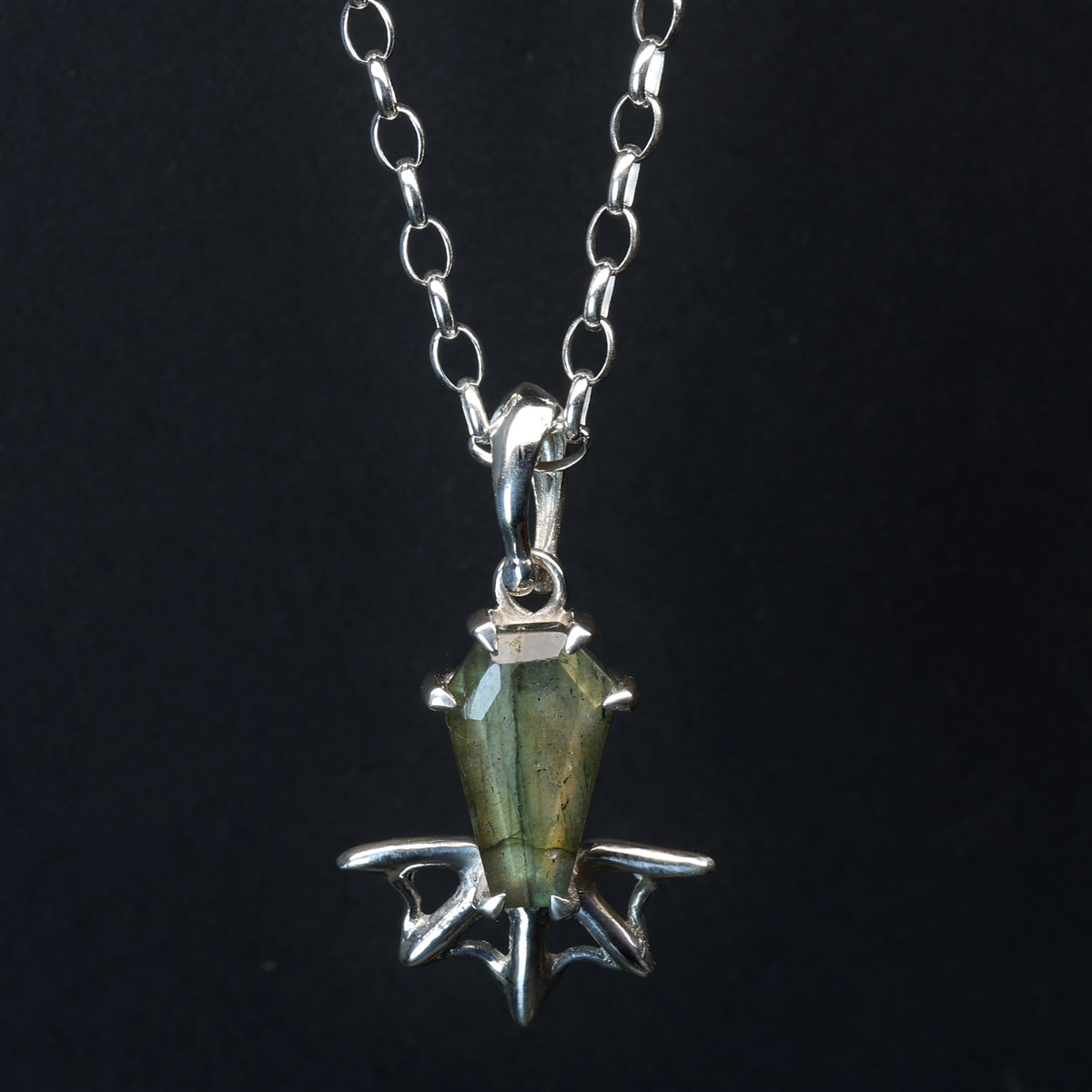 Limited Coffin Labradorite Spider Web Necklace – hellcatjewellery