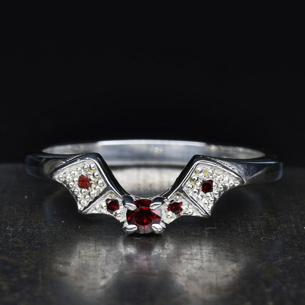 Gothic Bat Wedding Ring - Garnet – hellcatjewellery