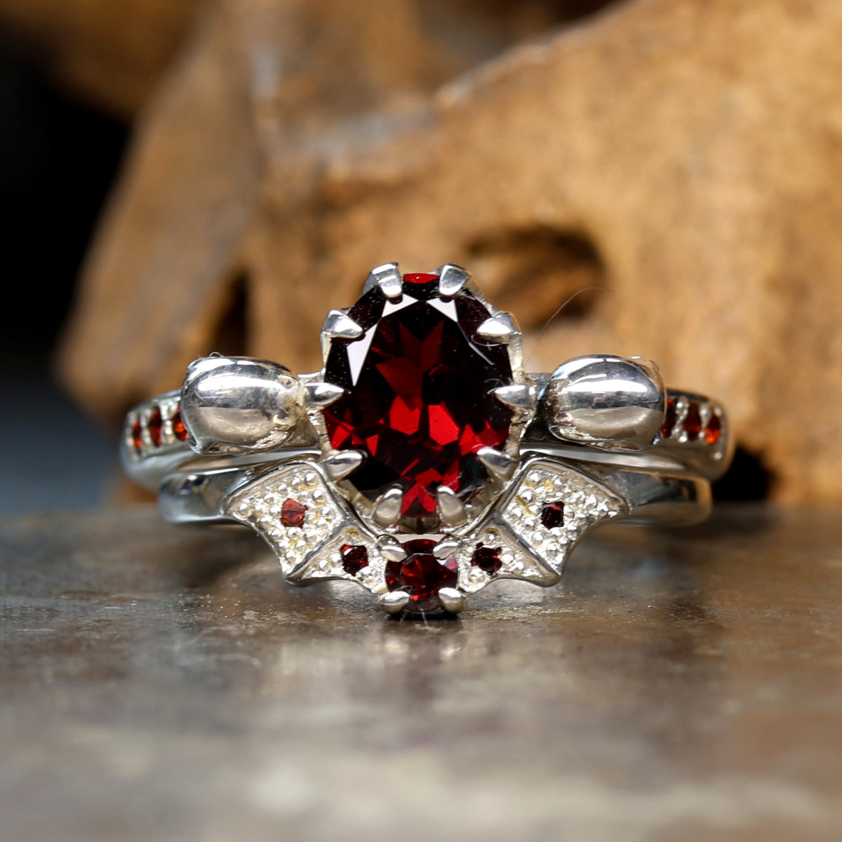 Gothic Bat Wedding Ring - Garnet – hellcatjewellery