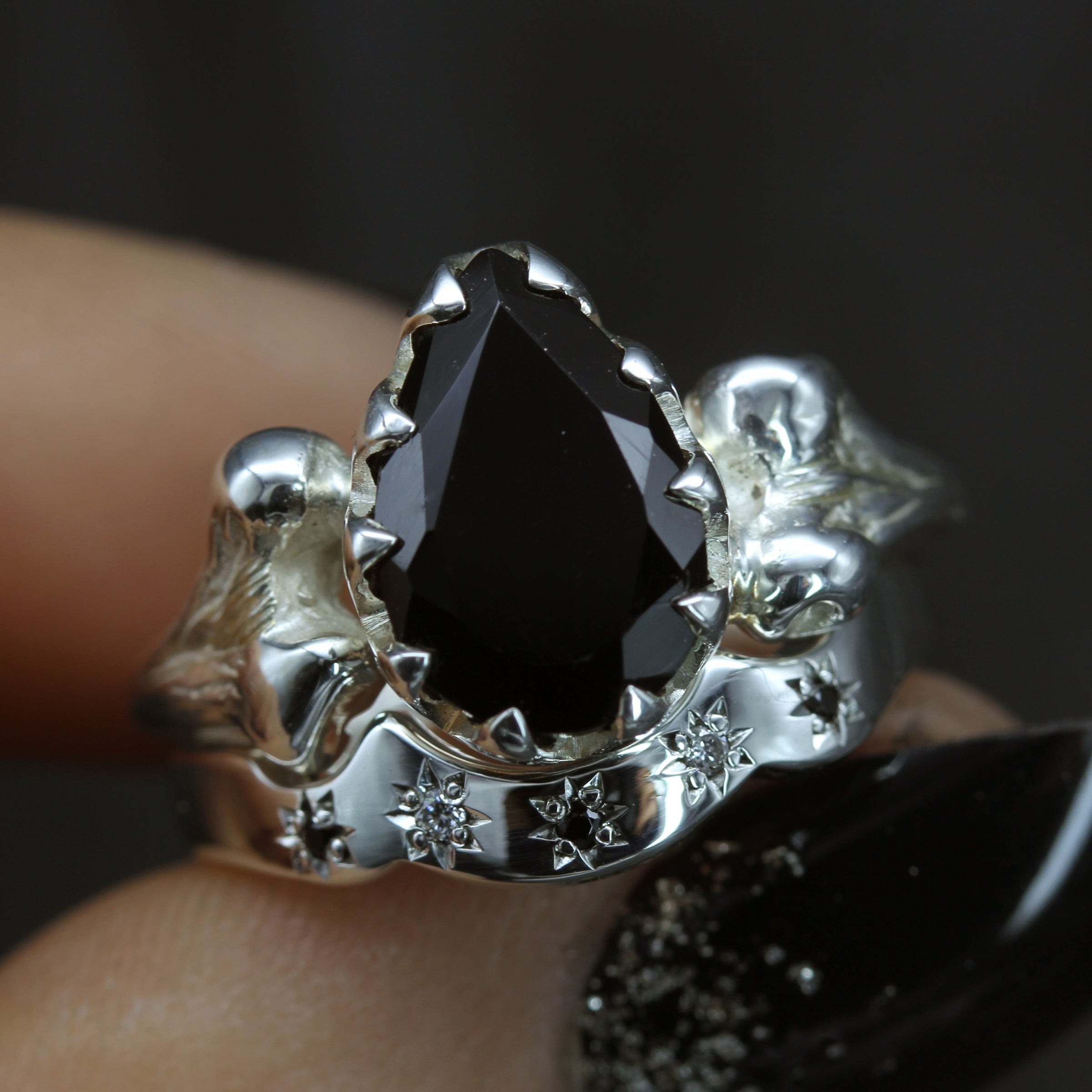 Onyx Bone Engagement Ring | hellcatjewellery