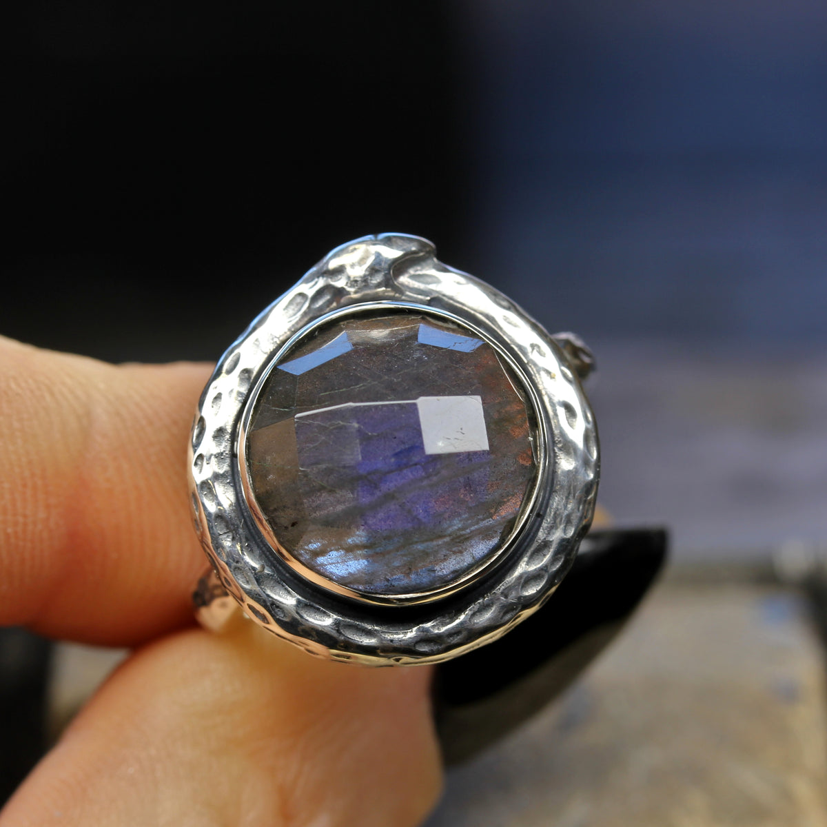 Gothic Ouroboros Snake Ring - Labradorite – hellcatjewellery