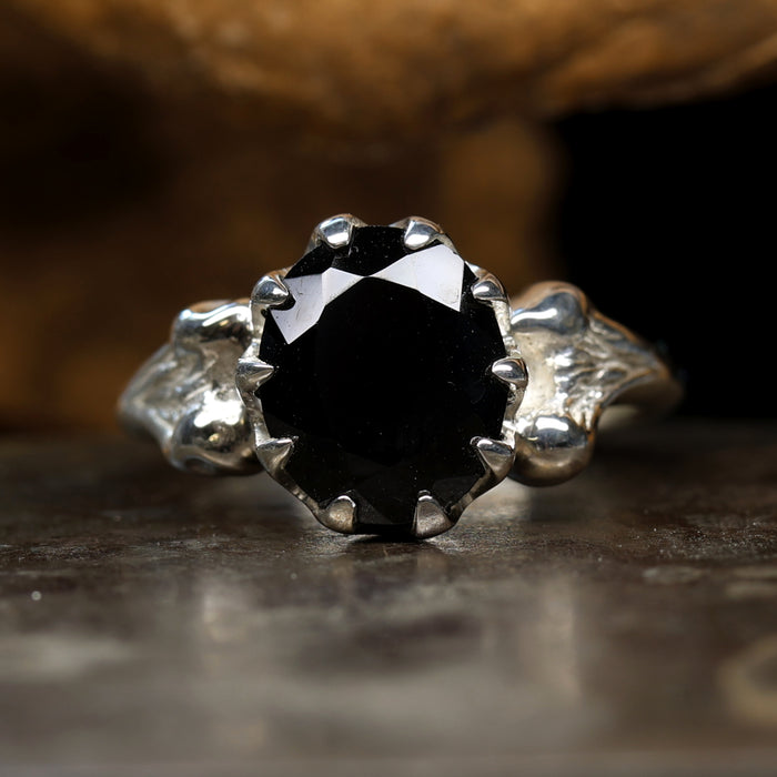 Oval Black Spinel Bone Engagement Ring – hellcatjewellery