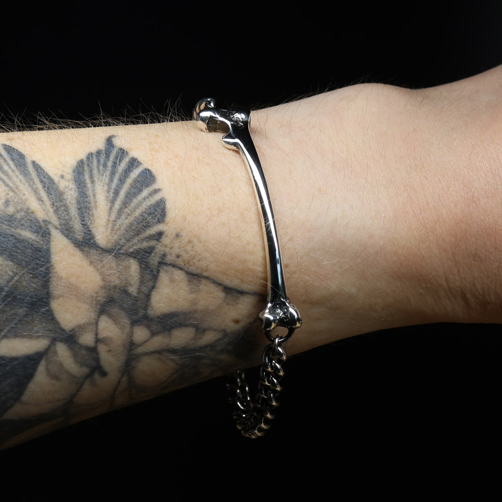 Heavy Silver Bone Bracelet – hellcatjewellery