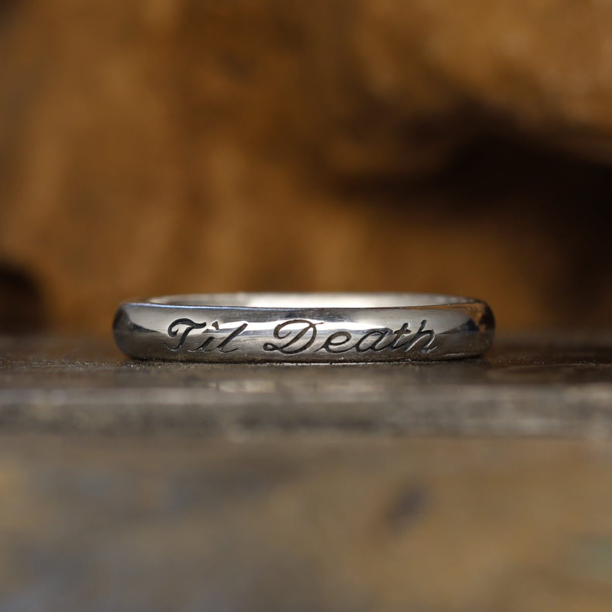 Women's Til Death Ring - Handcrafted Silver Rounded Band – hellcatjewellery