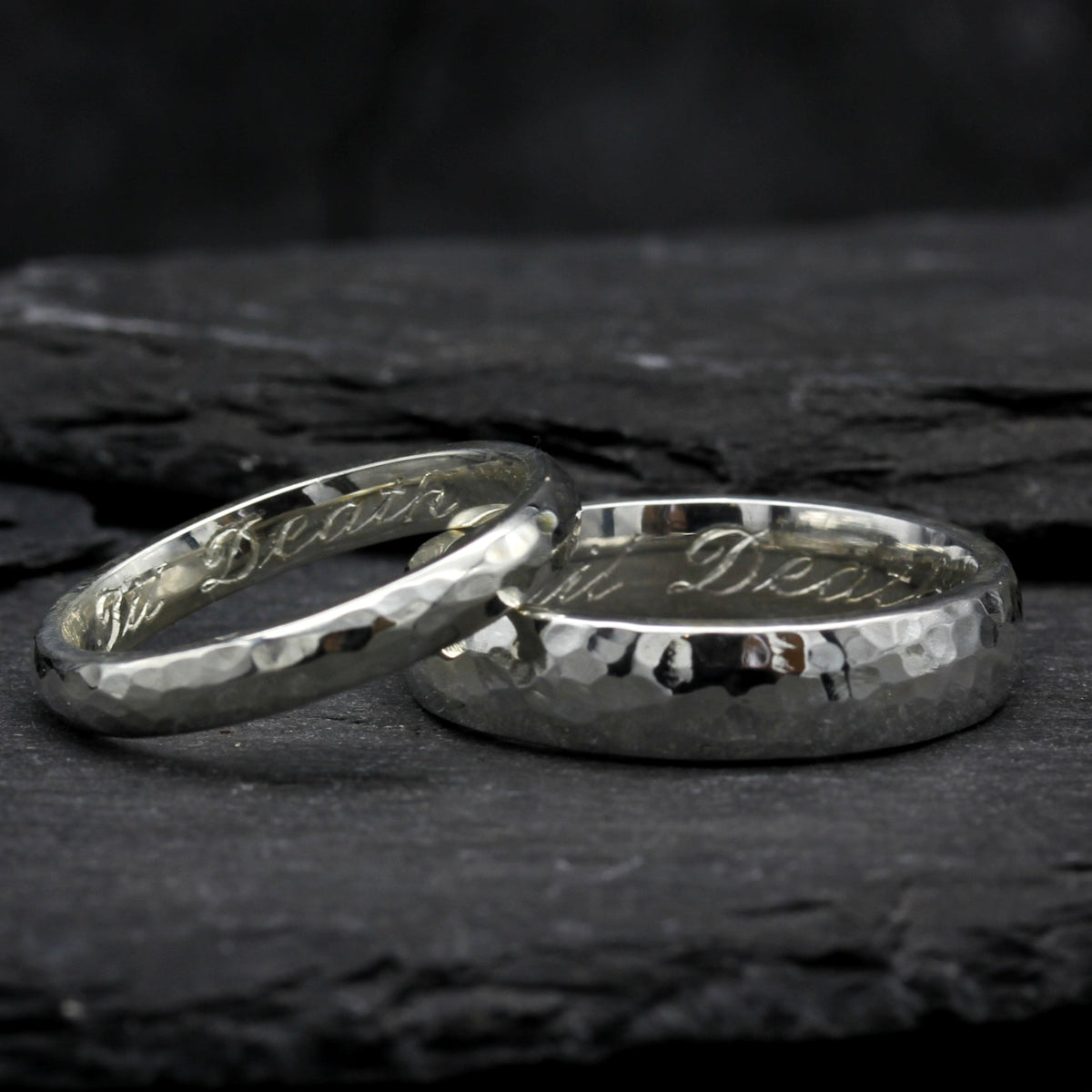Men's Hammered Finish Til Death Ring Silver – hellcatjewellery