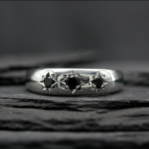 Gothic Silver Gypsy Ring - Set with Black Spinel – hellcatjewellery
